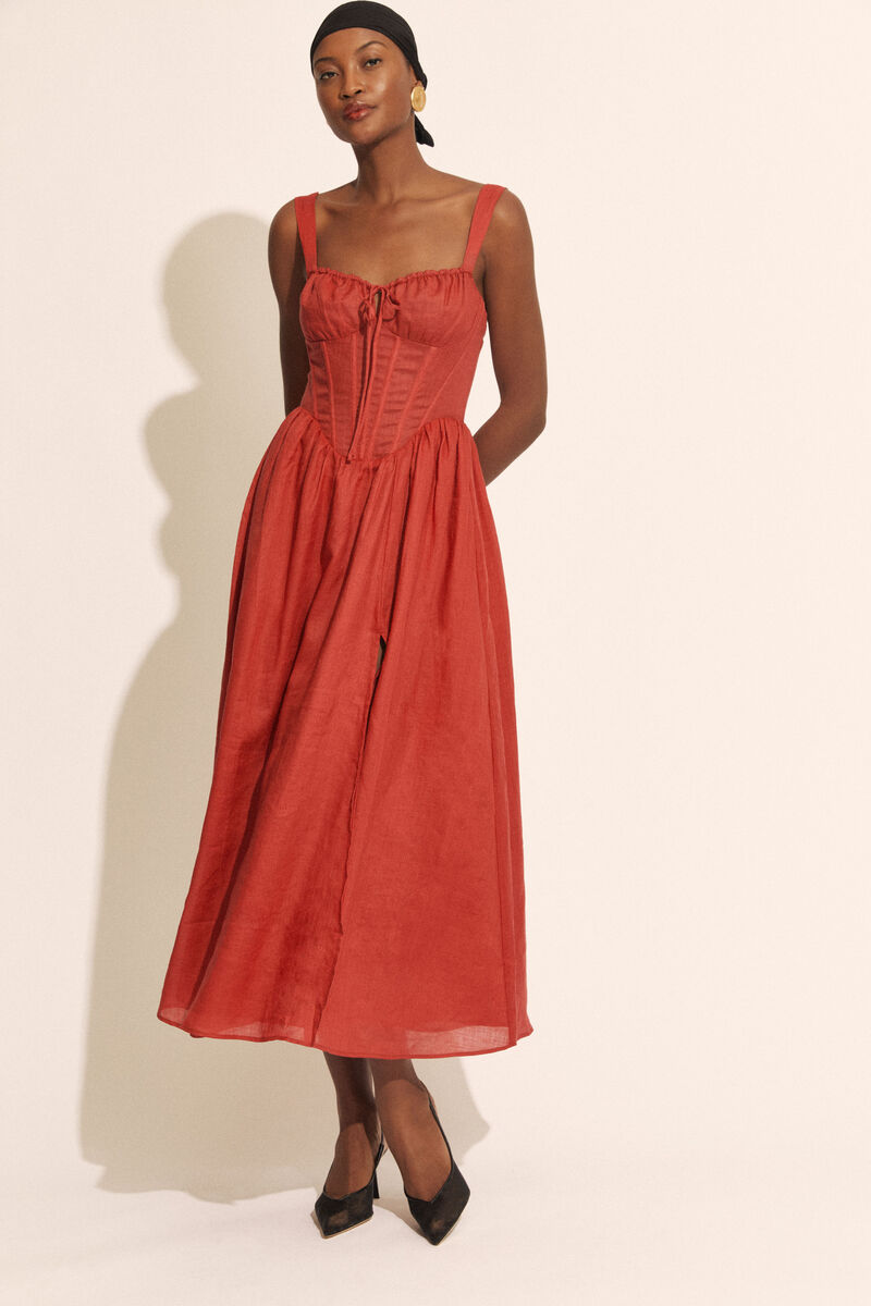 Esra Midi Dress in Fire Red – Cattivo