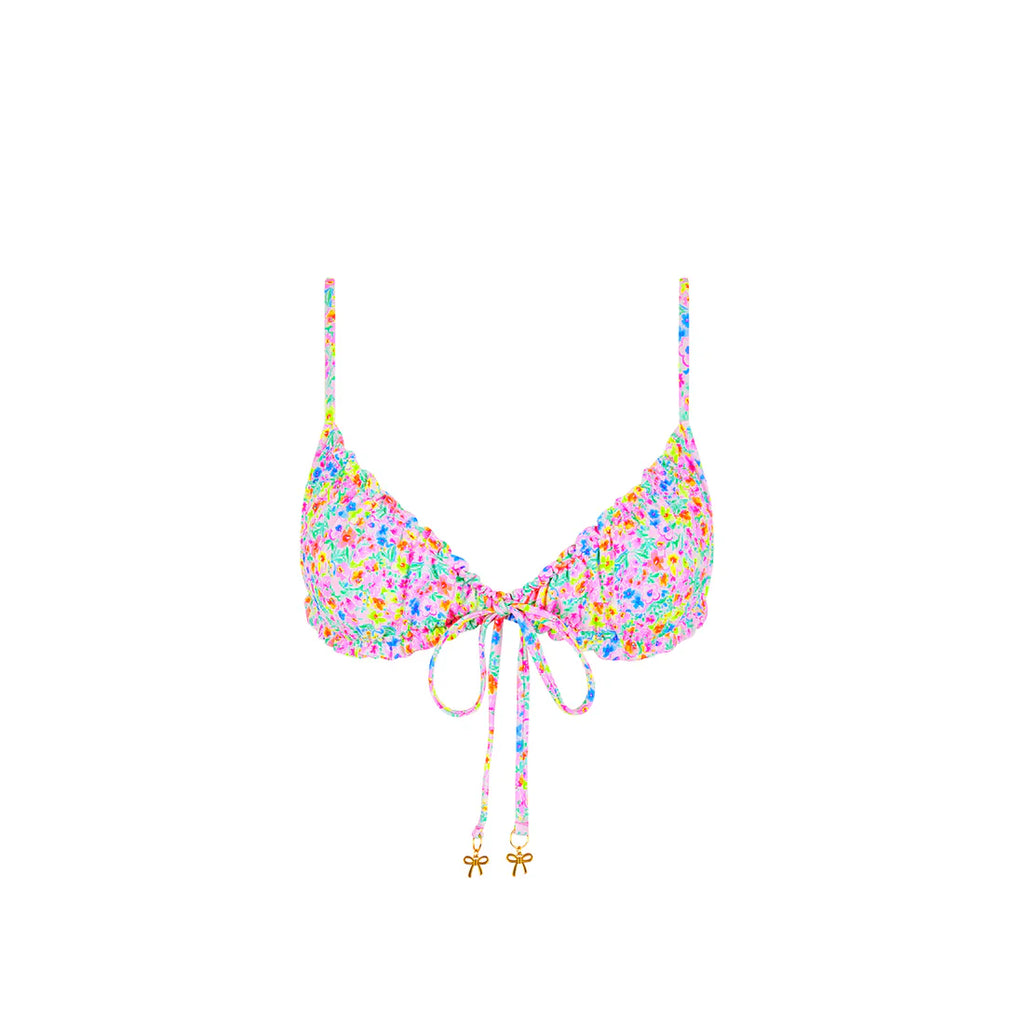 Ruched Bow Bralette Bikini Top in Moonflower – Cattivo